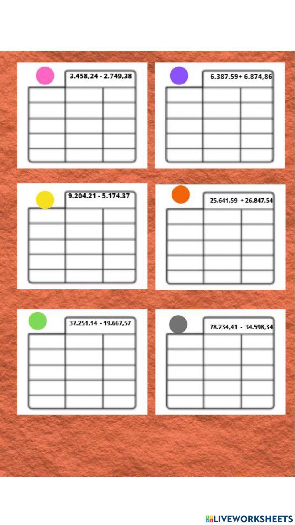 Sumas y restas con decimales interactive activity for 4º y 5º | Live ...
