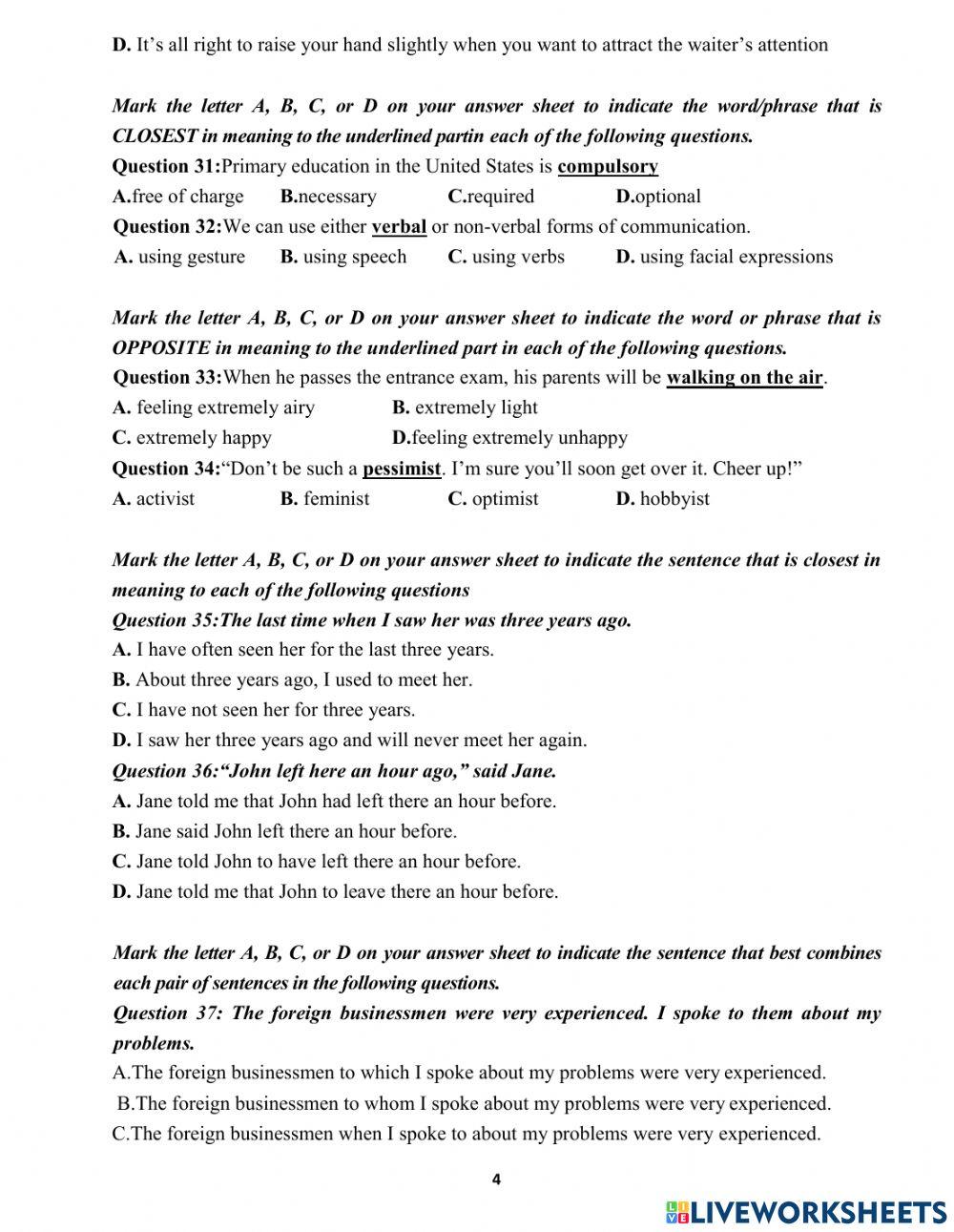 Le Thuy Duong | Review 1st Term Test 4-Grade 12 1760167