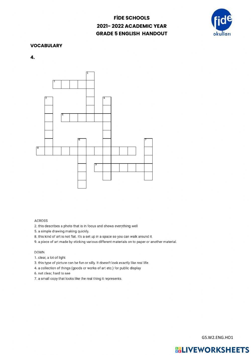 6805096 | Handout for 5th Graders | Asli Gulsem