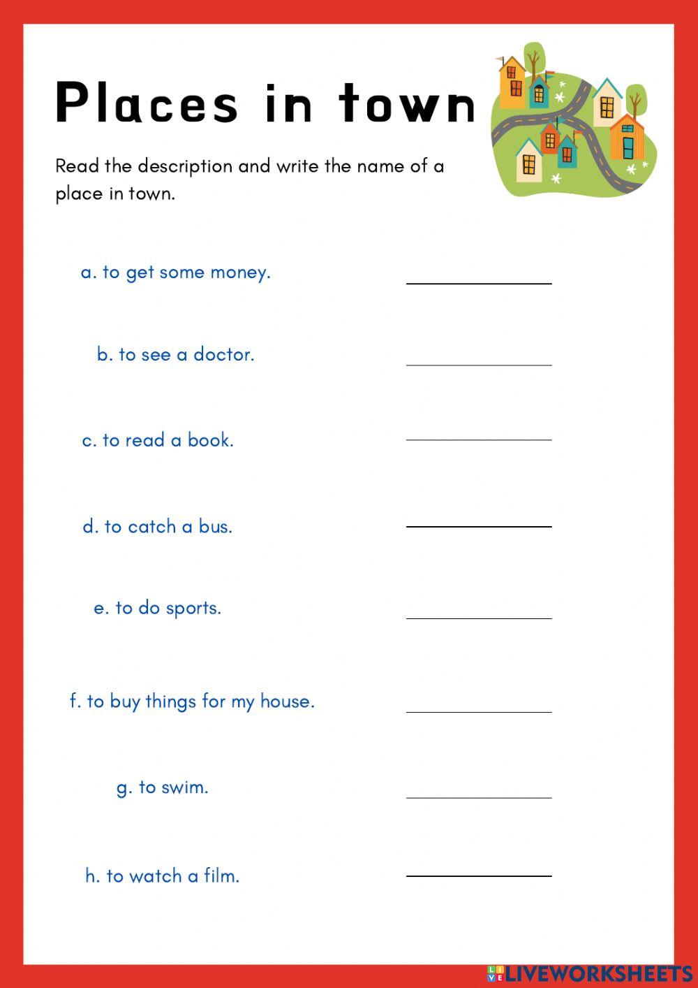 Places and description worksheet | Live Worksheets