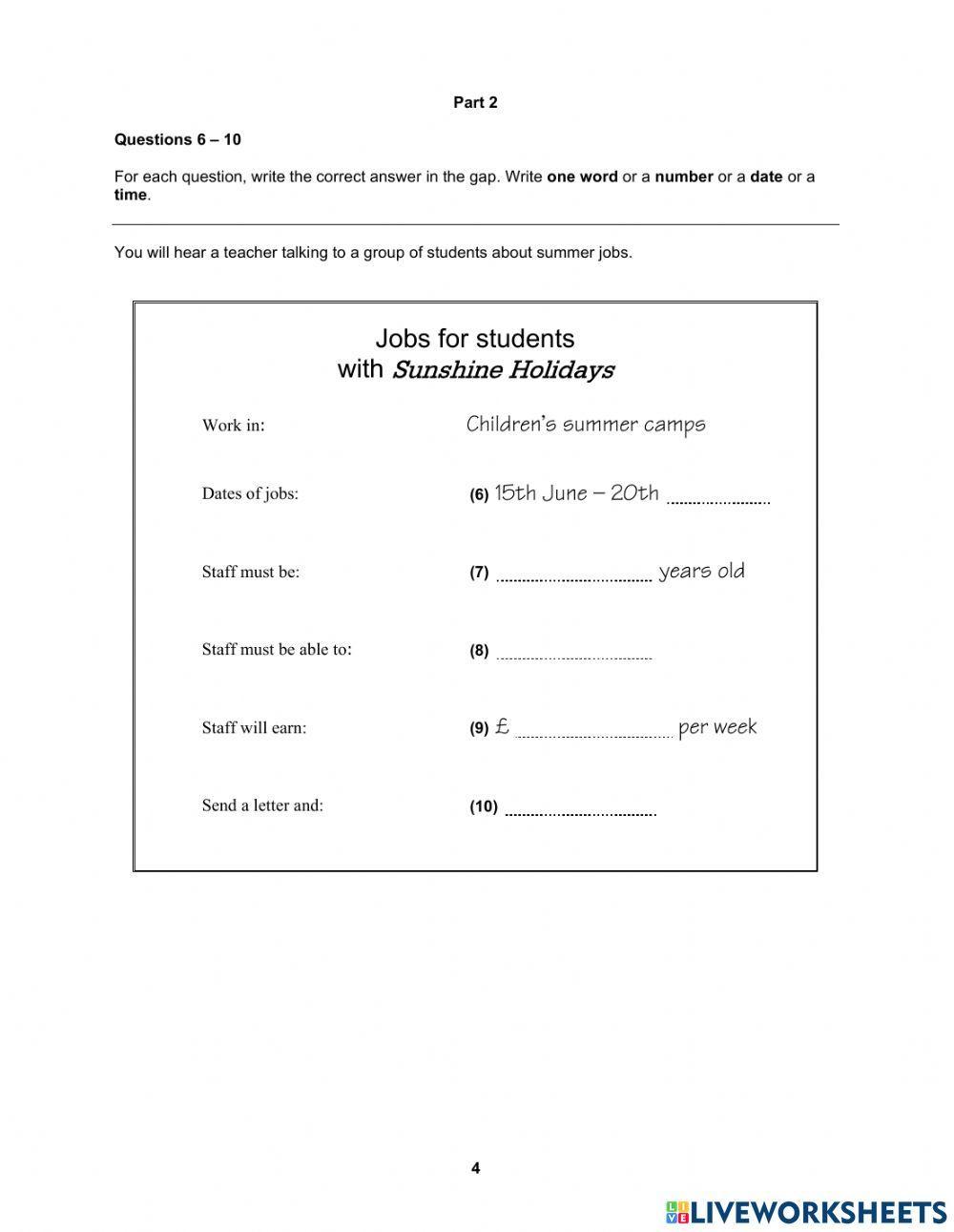 KET test online exercise | Live Worksheets