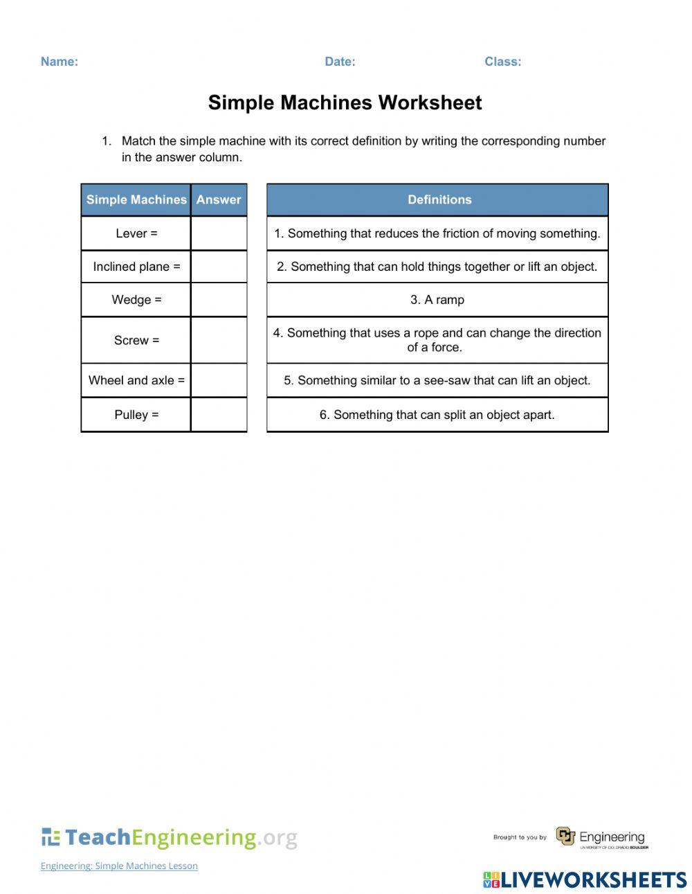 SIMPLE MACHINES online exercise for | Live Worksheets