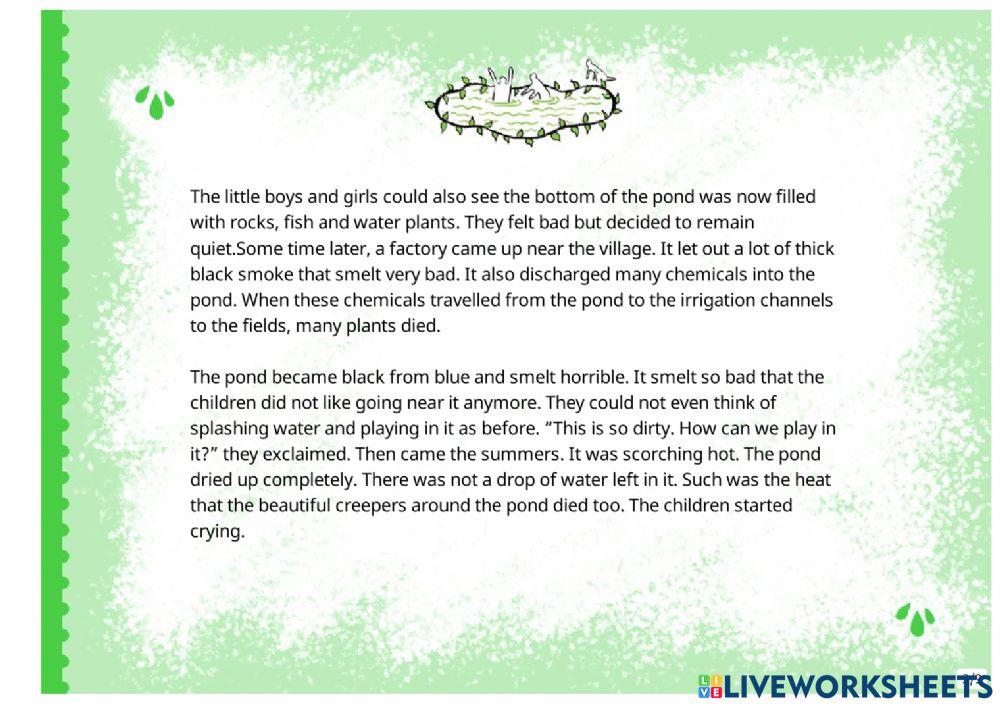 DROP BY DROP STORY online exercise for | Live Worksheets