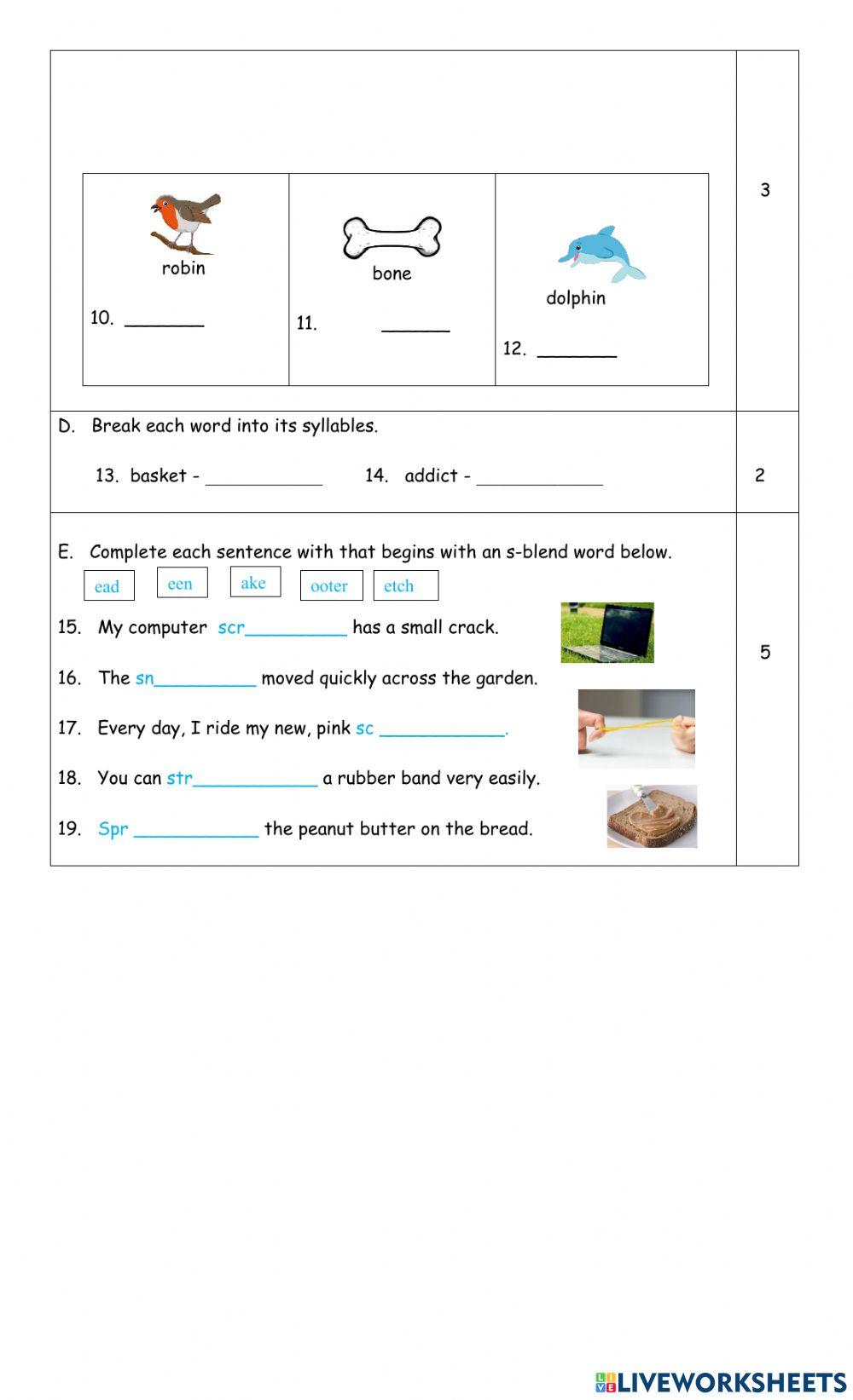 Phonics Assessment online exercise for | Live Worksheets