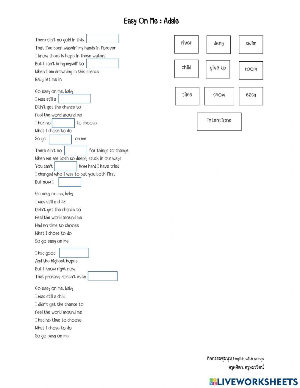Easy On Me online exercise for | Live Worksheets
