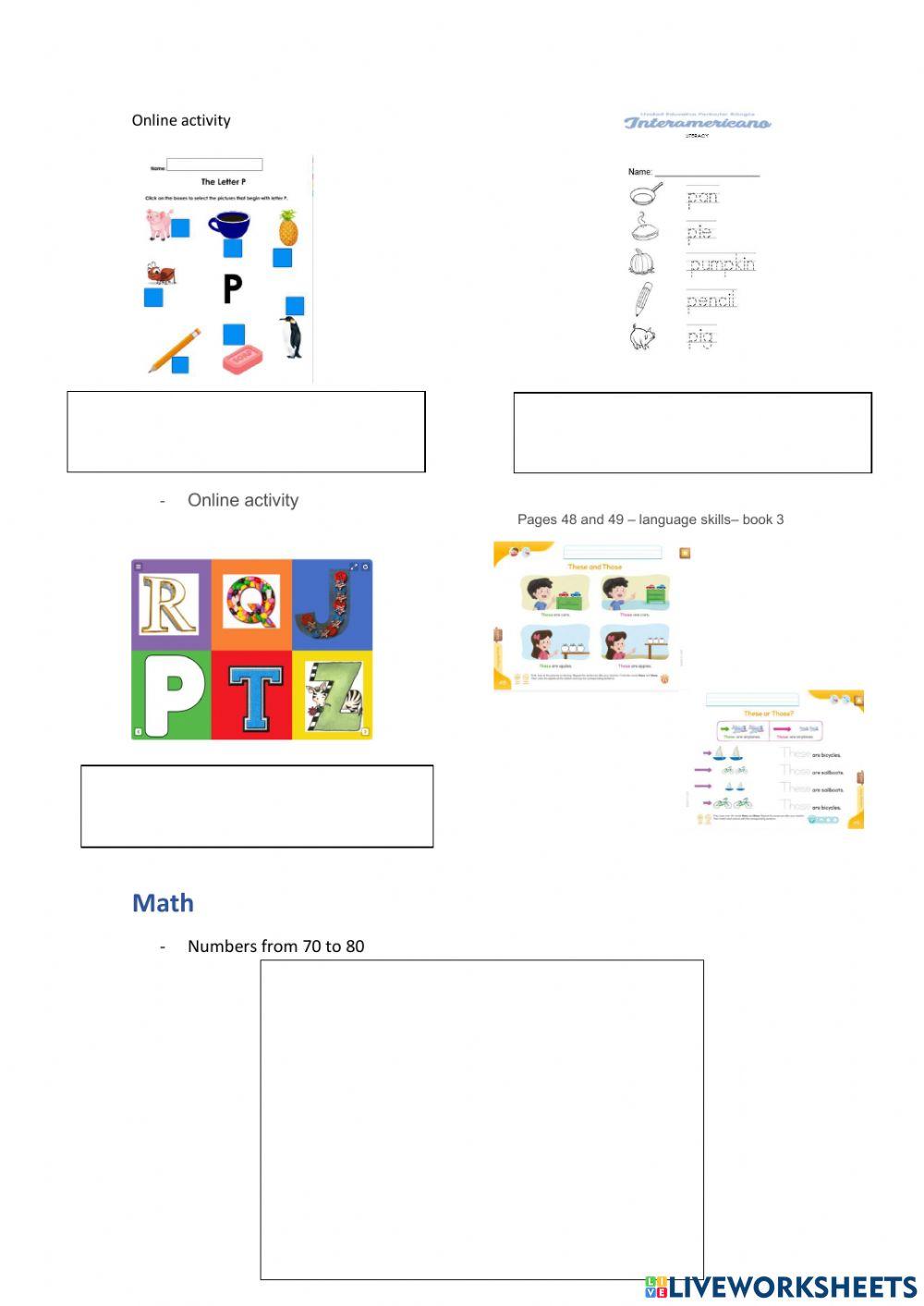 Weekly activities 30 worksheet | Live Worksheets