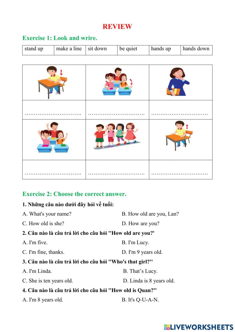 English 3 activity for 3 | Live Worksheets