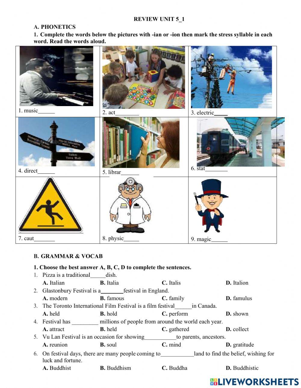 Unit 5 grade 8-pct 1 worksheet | Live Worksheets