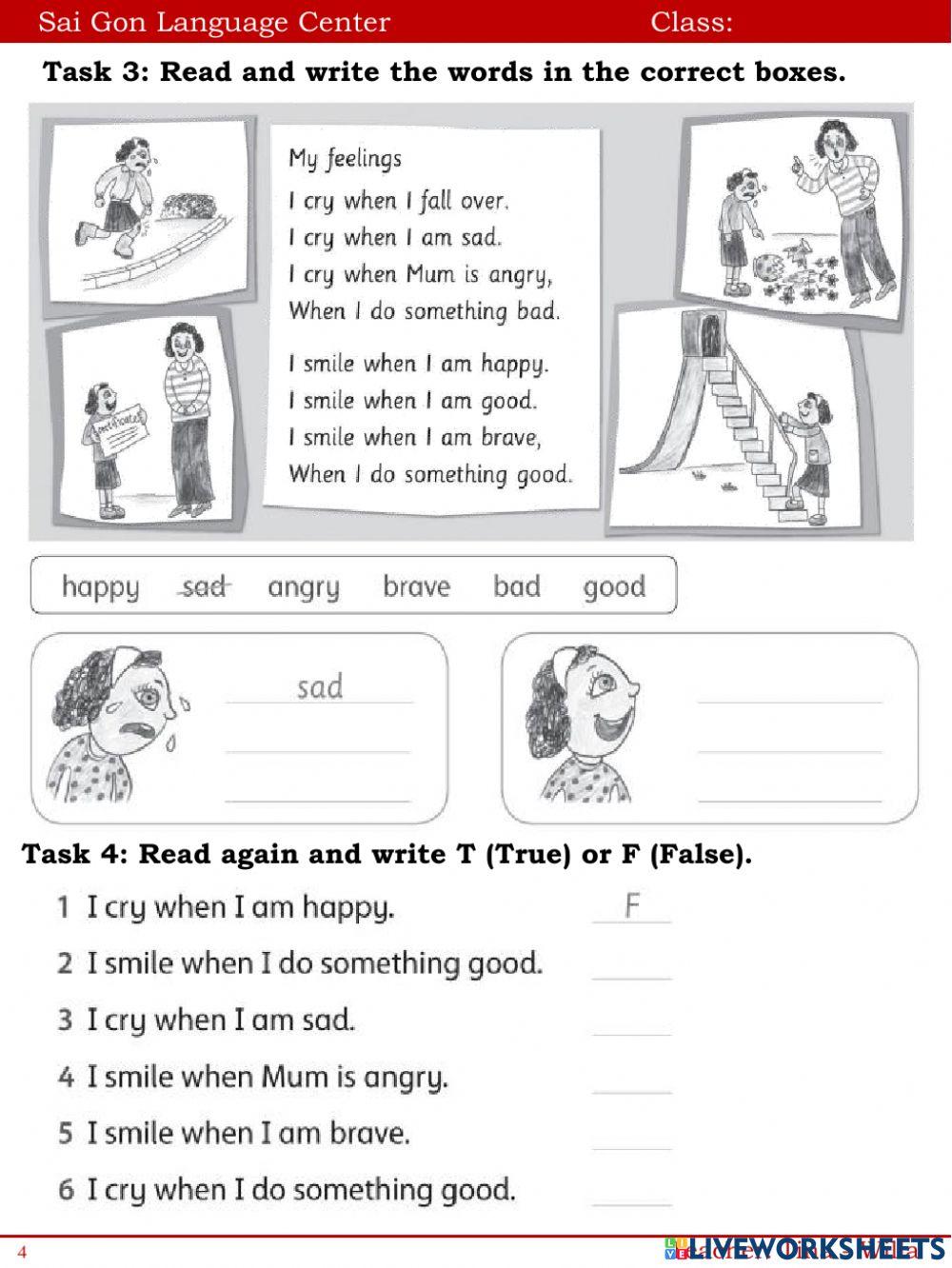 They're happy n… | Free Interactive Worksheets | 1704909