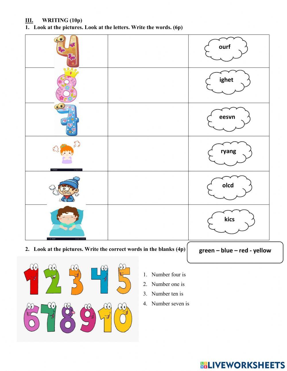 Number and feelings worksheet | Live Worksheets