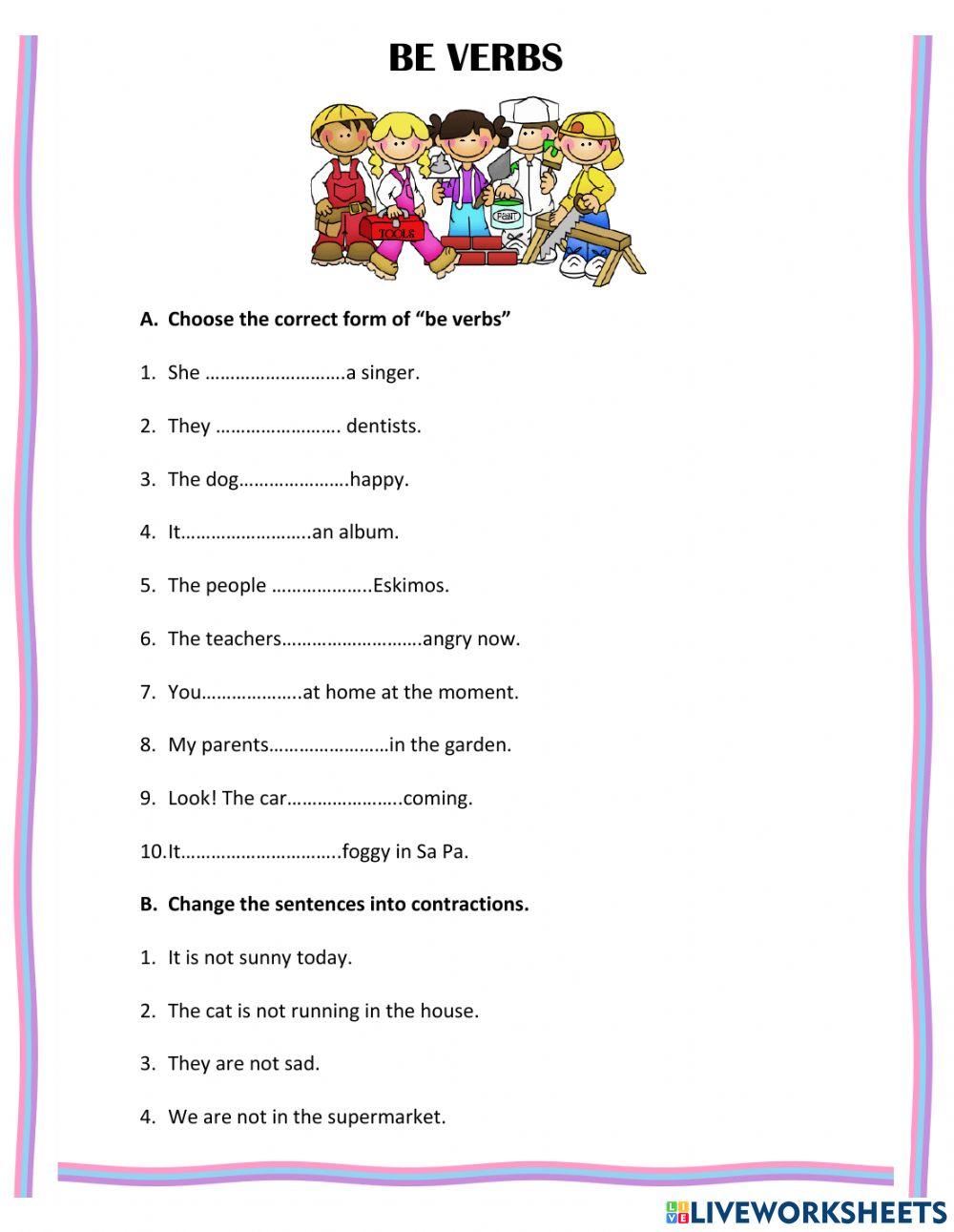 Be verbs | Free Interactive Worksheets | 1705176