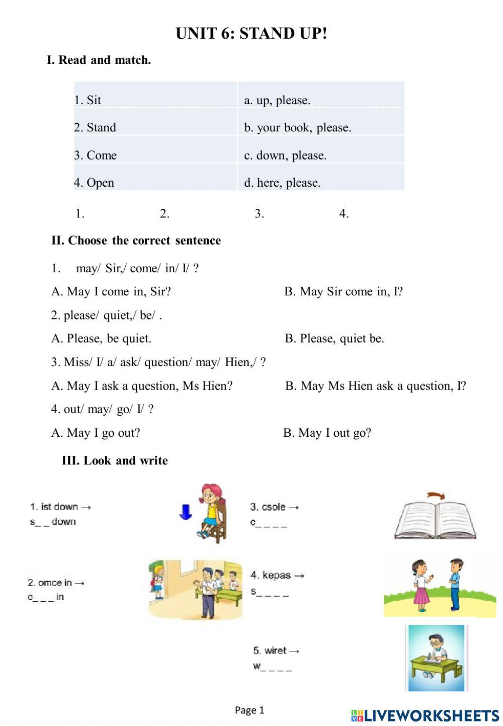 Unit 6 english 3 worksheet | Live Worksheets