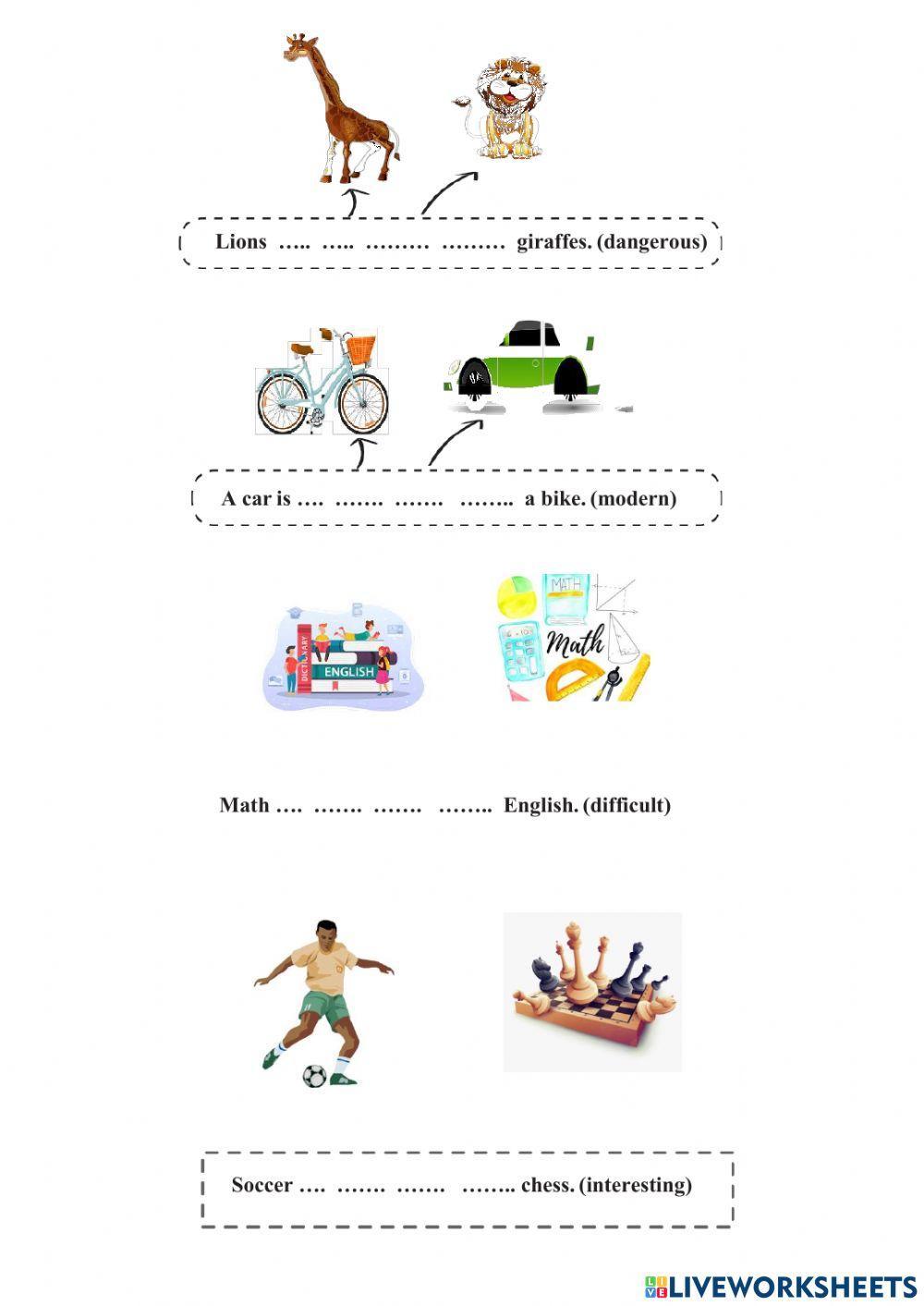 Comparative lon… | Free Interactive Worksheets | 1705262