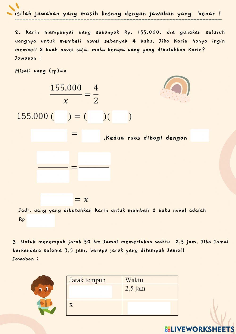 Perbandingan Senilai | Live Worksheets