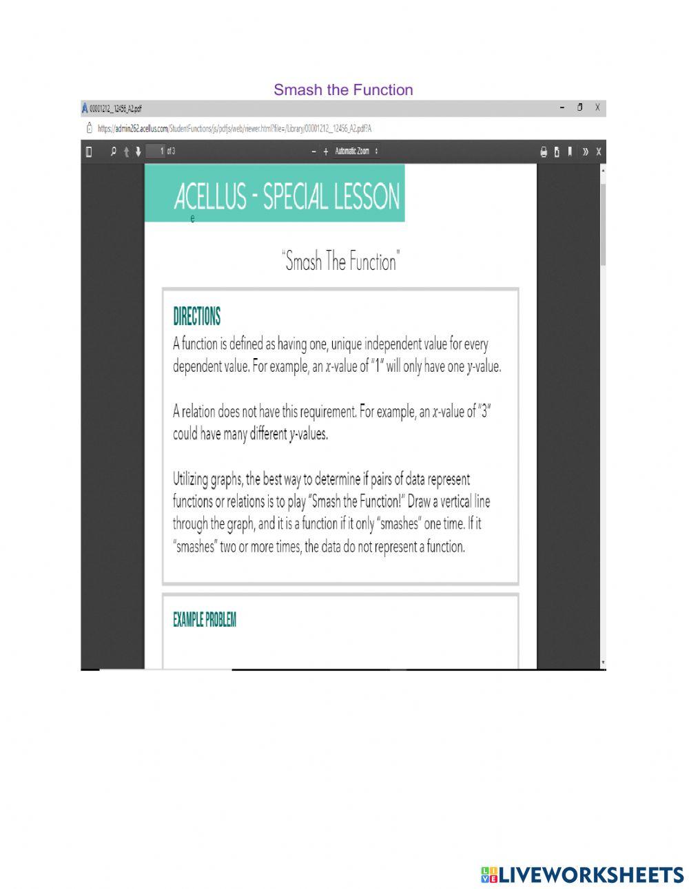 Smash the Function worksheet | Live Worksheets