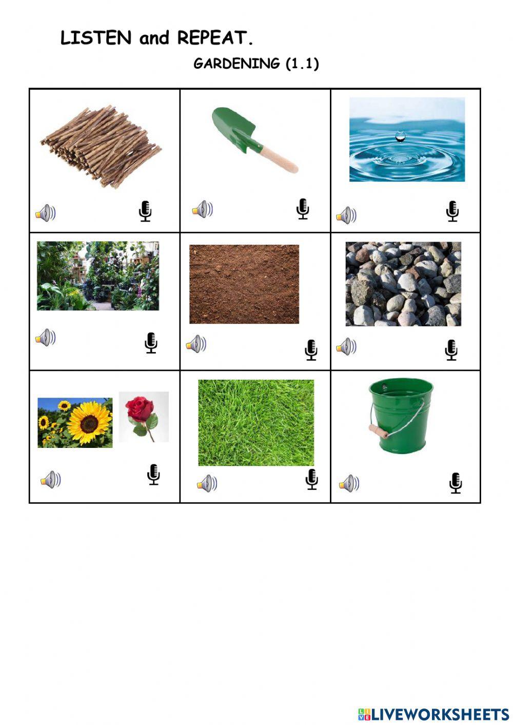 Gardening 1.1. worksheet | Live Worksheets