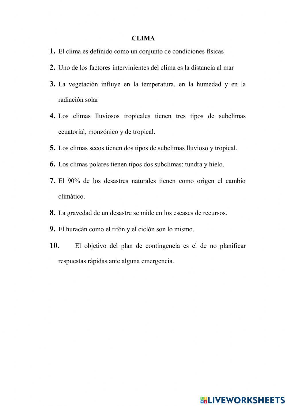 Clima 1706364 | Anahi Acosta | Live Worksheets