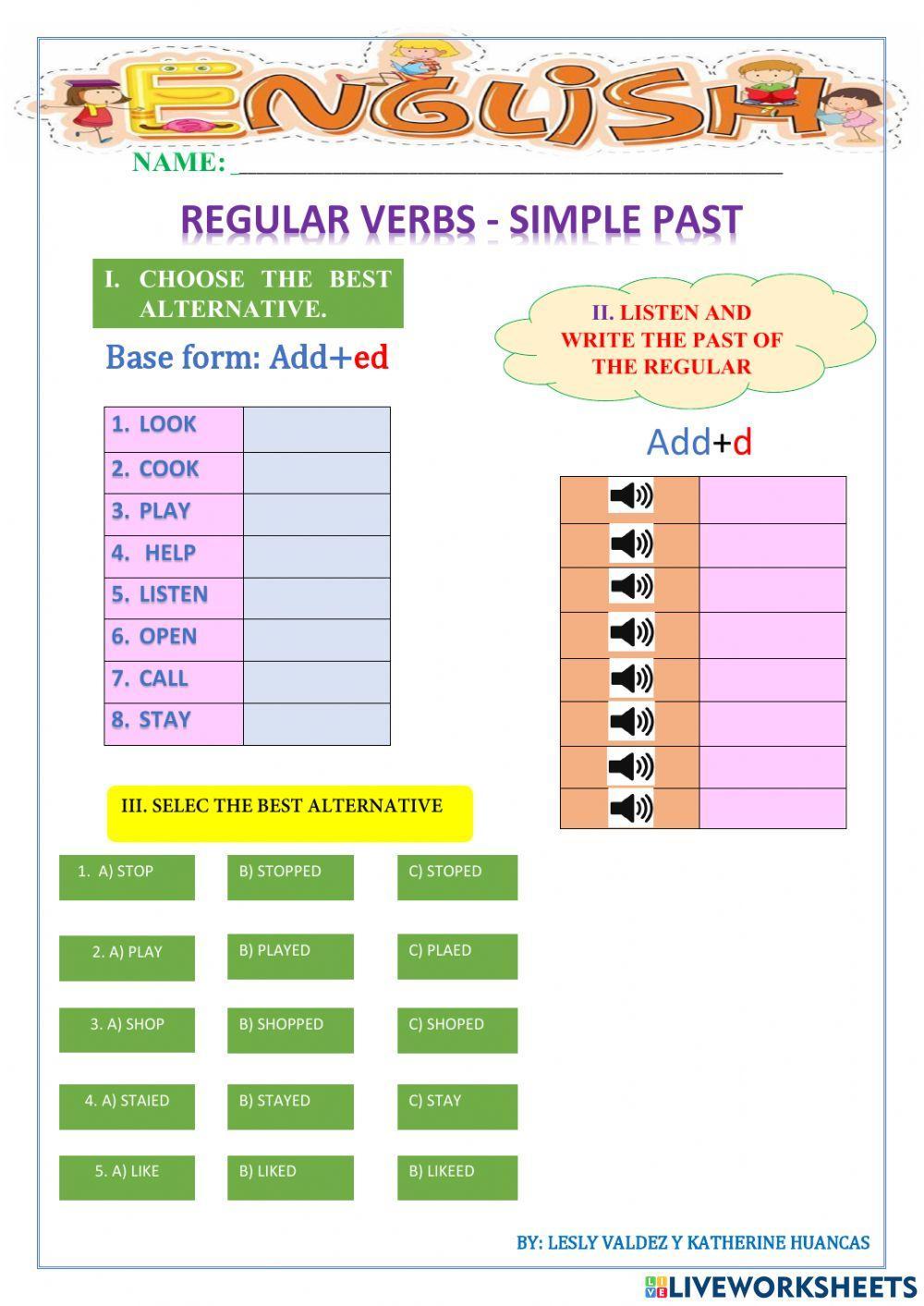 Simple Past Regular Verbs Interactive Activity - NBKomputer Simple Past Regular Verbs Interactive Activity - NBKomputer