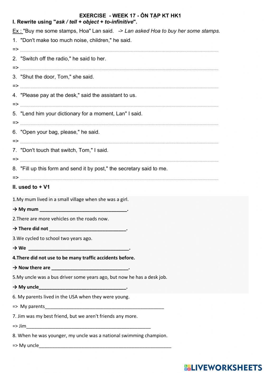 8 - Revision Sem 1 - Week 17HB worksheet | Live Worksheets