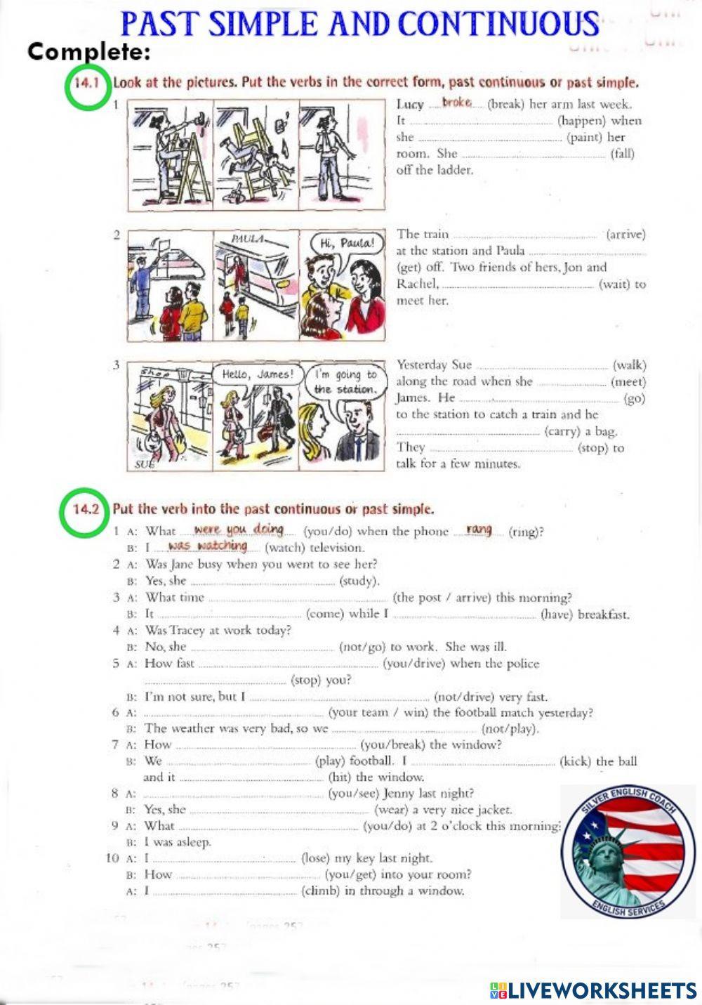 Past Simple and Continuous online activity for pre-intermediate | Live ...
