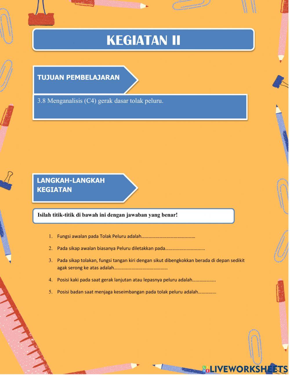 Tolak Peluru online activity | Live Worksheets