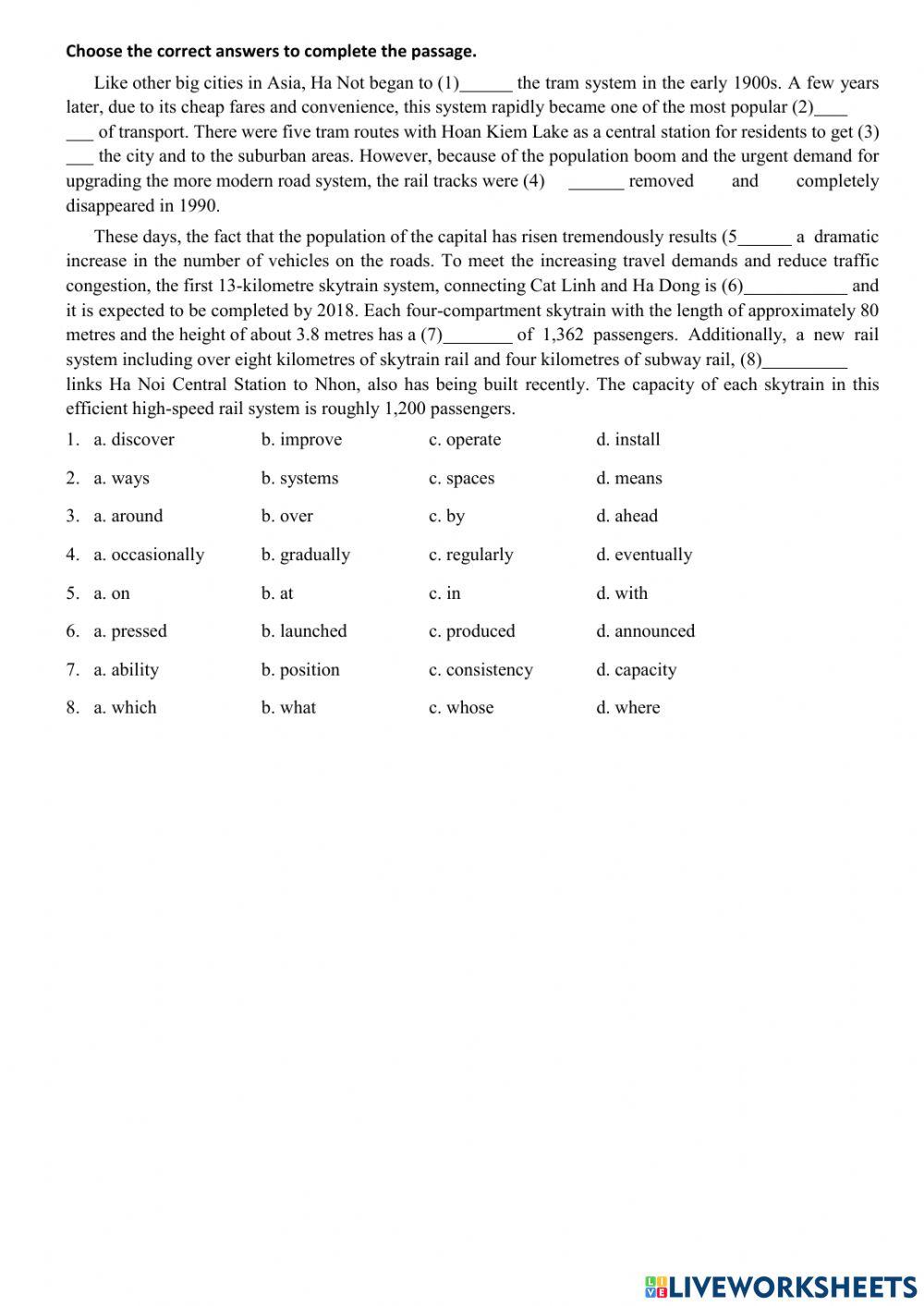 1762363 | Tram system | nguyendieuhang | LiveWorksheets