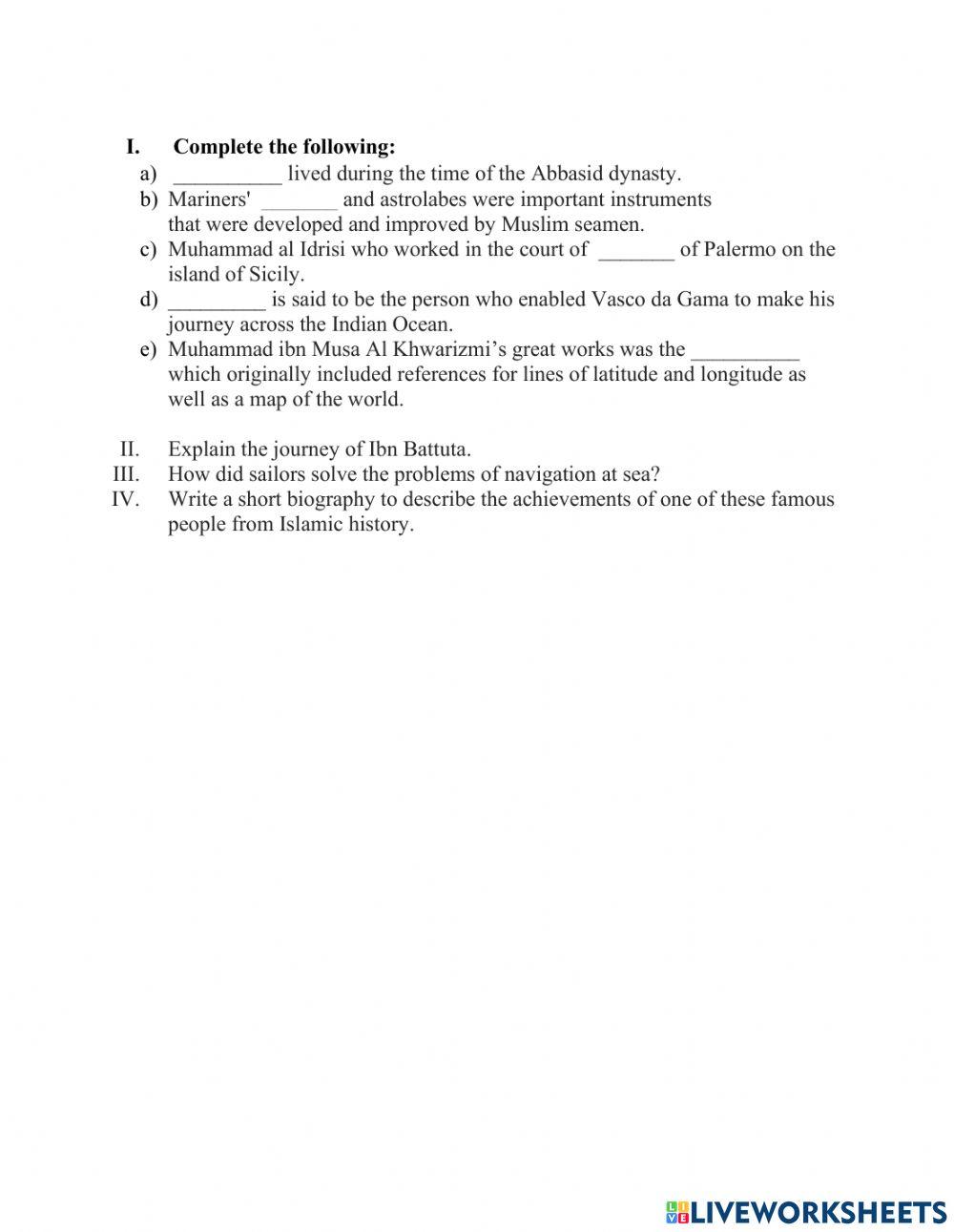 Scientists and Explorers online exercise for | Live Worksheets