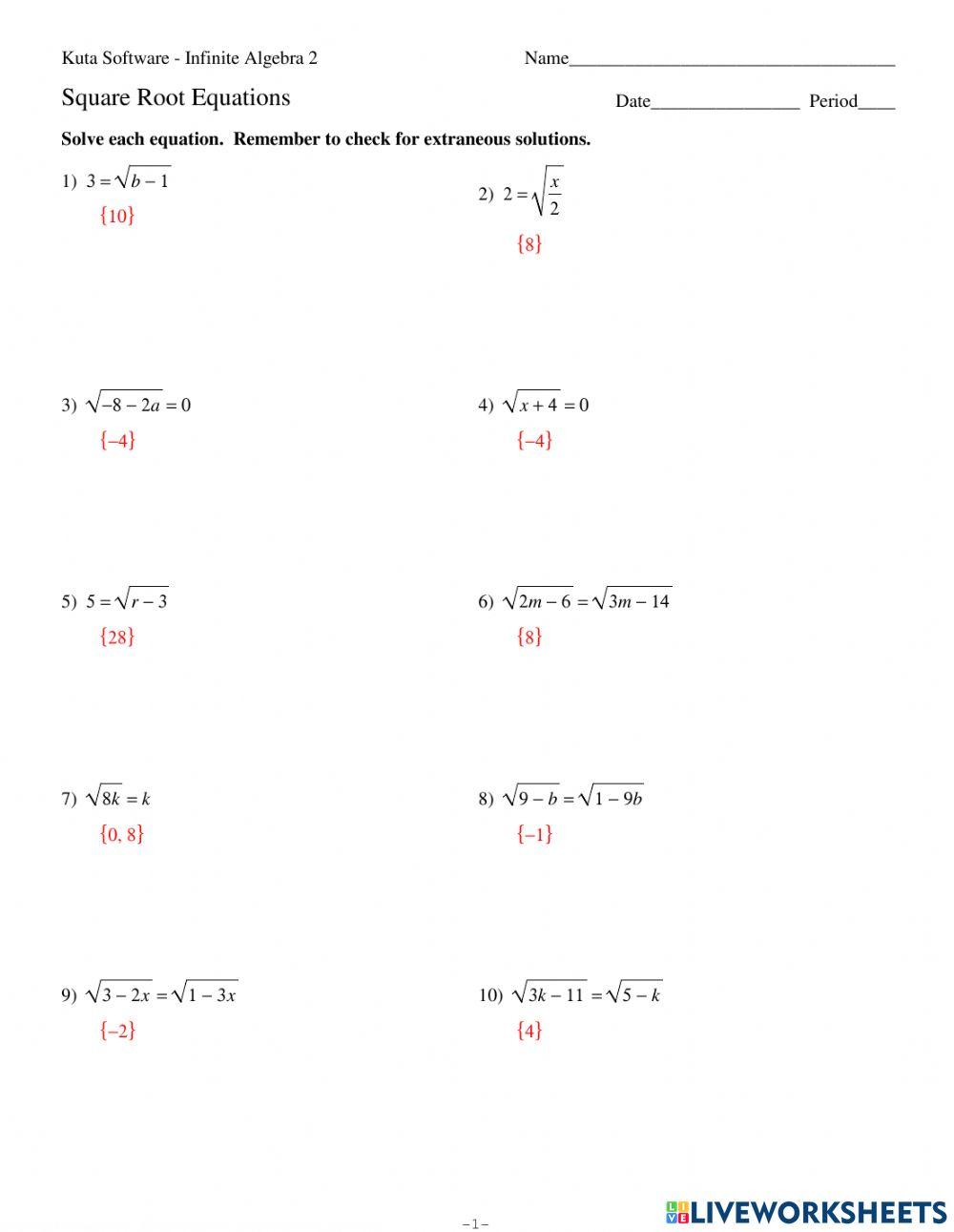 Square Root Equation Square Root Equation