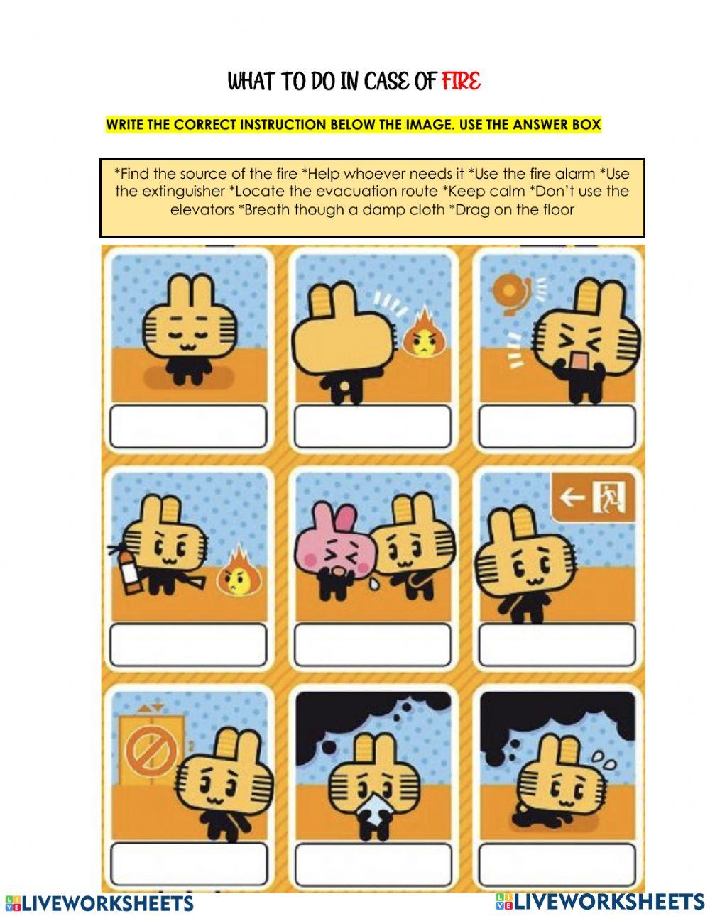 Worksheet Y4 Danger - What to do in case of fire online exercise for ...