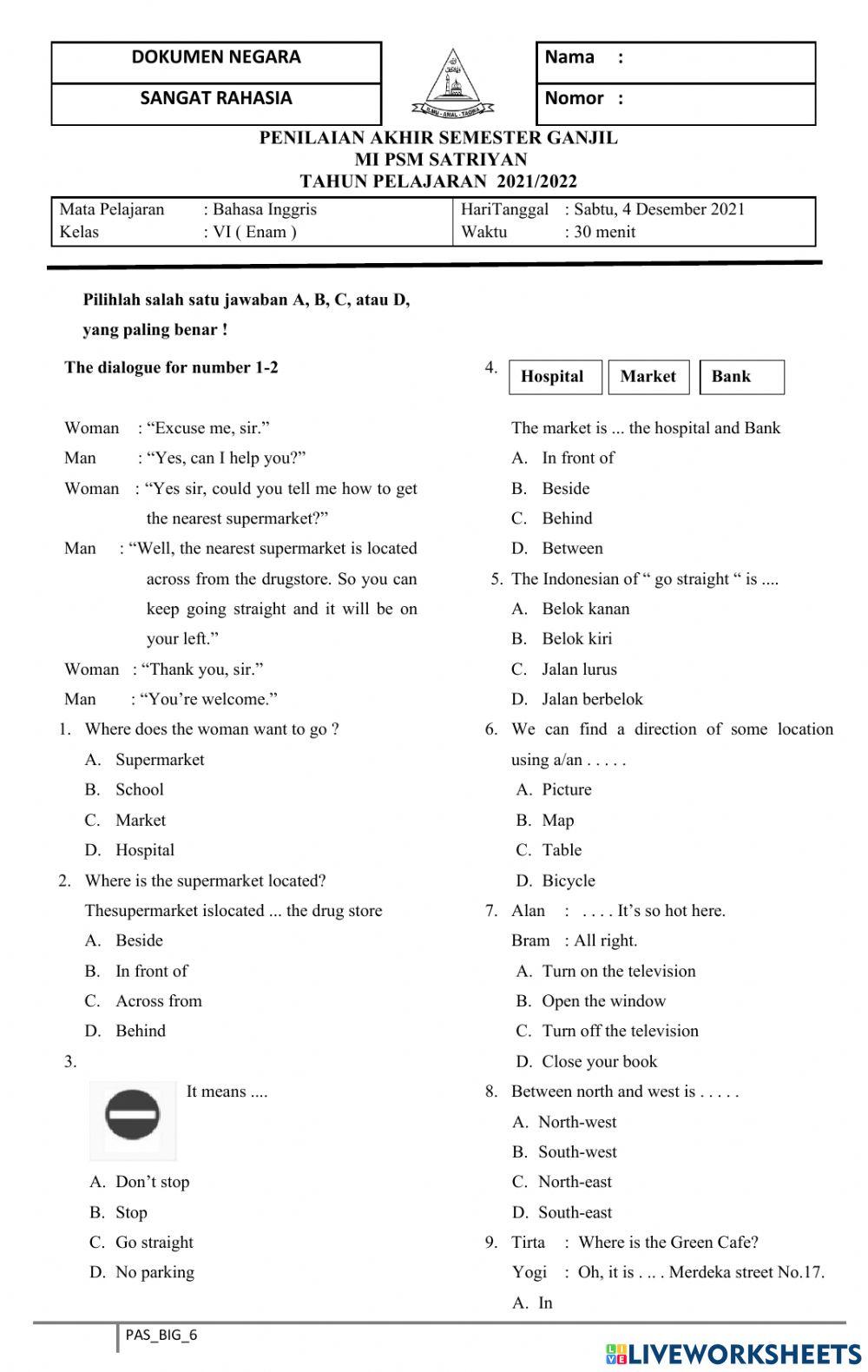 Pas big 6 worksheet | Live Worksheets