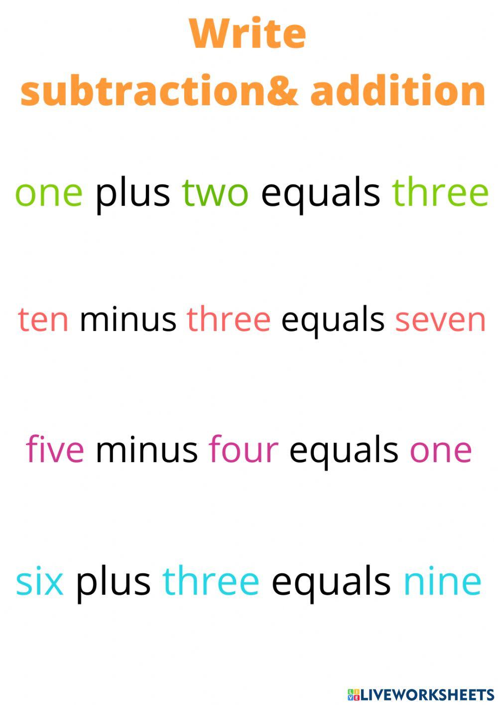 Addition & subtraction 1706515 | MsOanhAES | Live