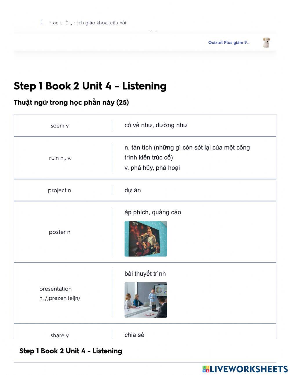 Vocab(1-25)-L-U4-B2-Step1-Toefl online exercise for | Live Worksheets