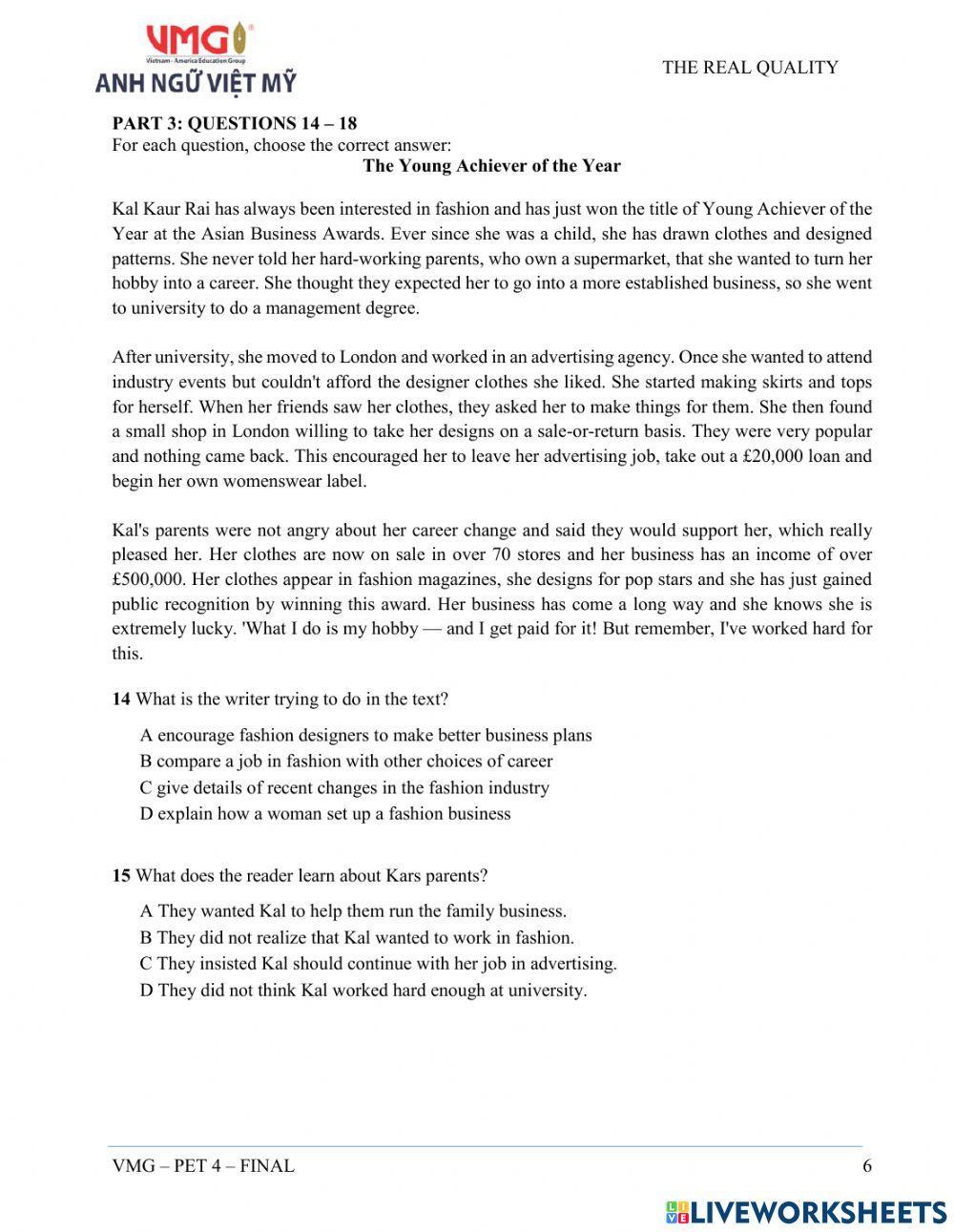 Pet 4 - Final - Reading 0455 | AmberVMG01 | Live