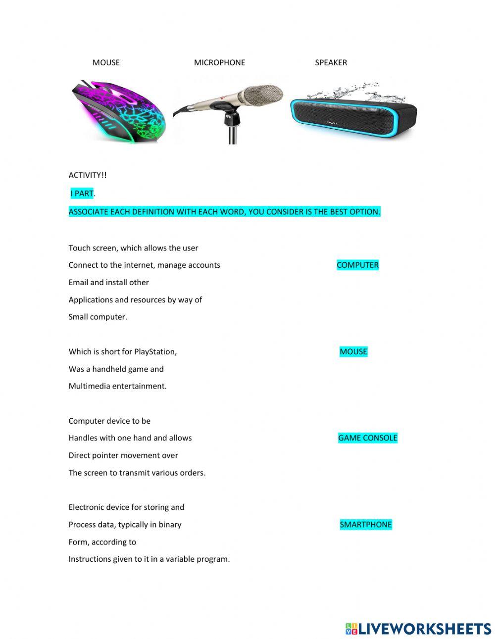 Electronic Devices 1706807 | Ariana | Live Worksheets