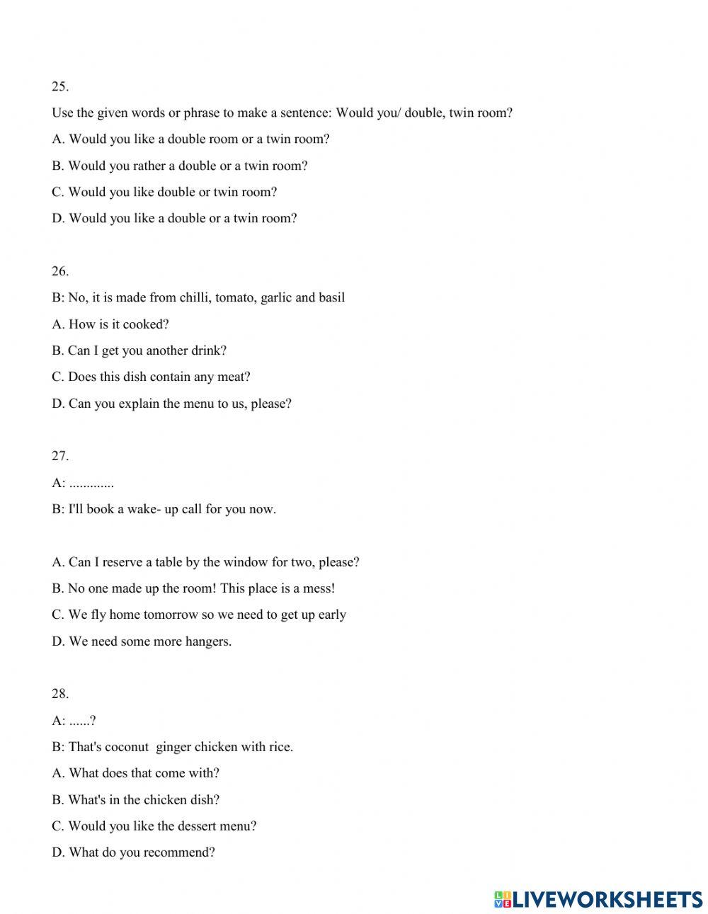 BÀI ÔN CUỐI KÌ CHUYÊN NGÀNH EHO worksheet | Live Worksheets