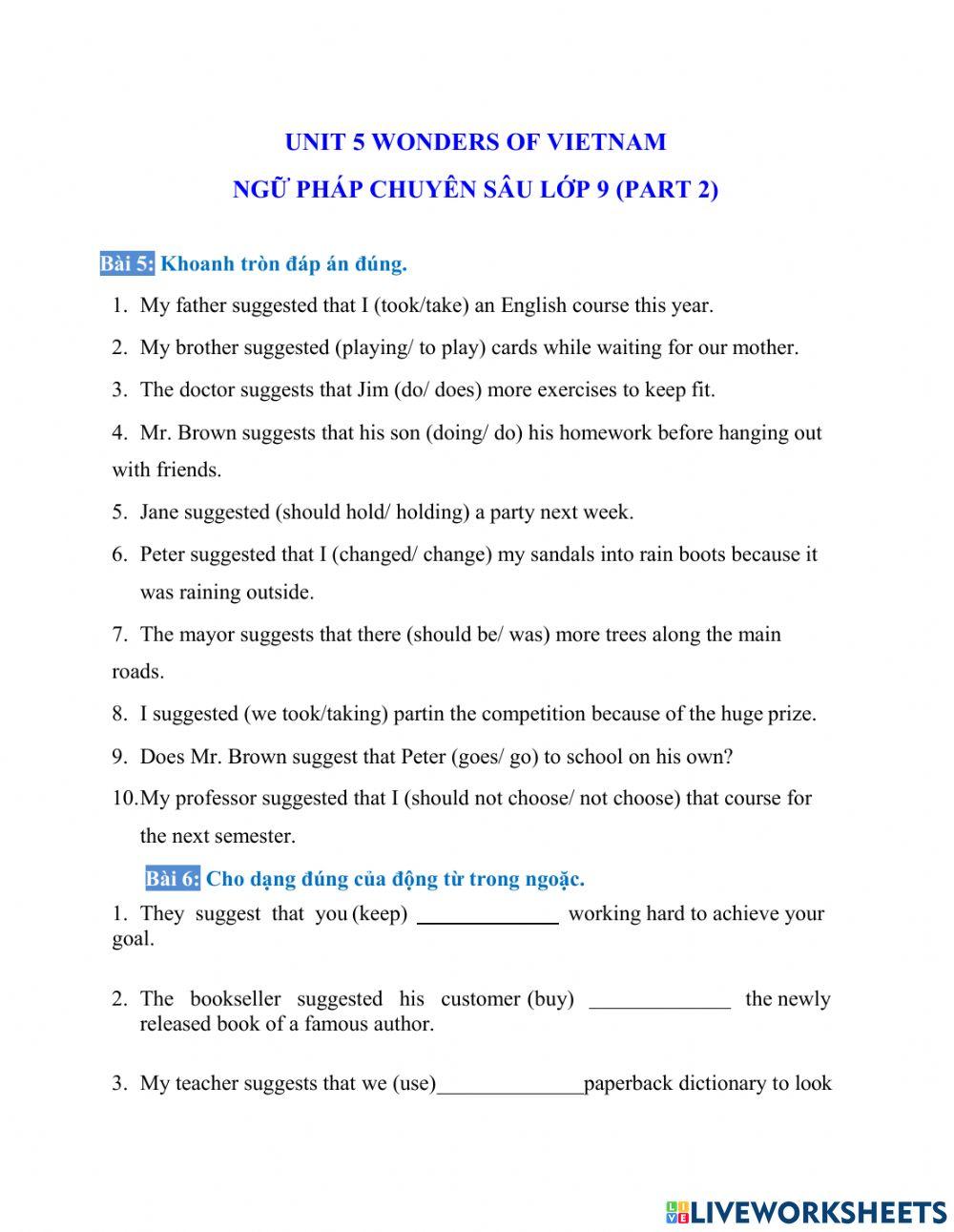 Unit Wonders In Vietnam Worksheet Live Worksheets