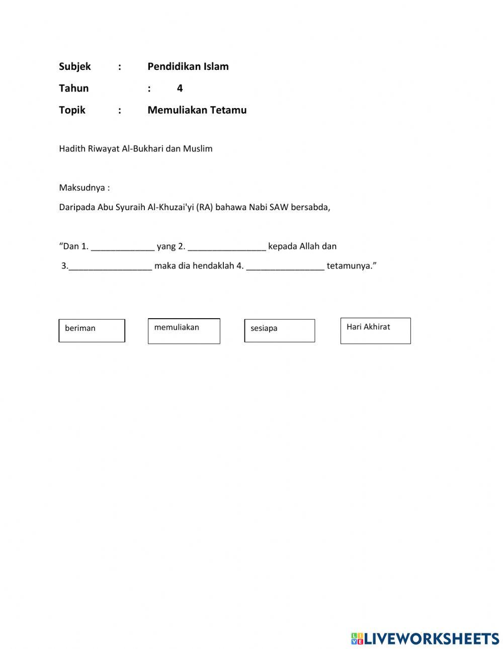 Pendidikan Isla… | Free Interactive Worksheets | 4240320