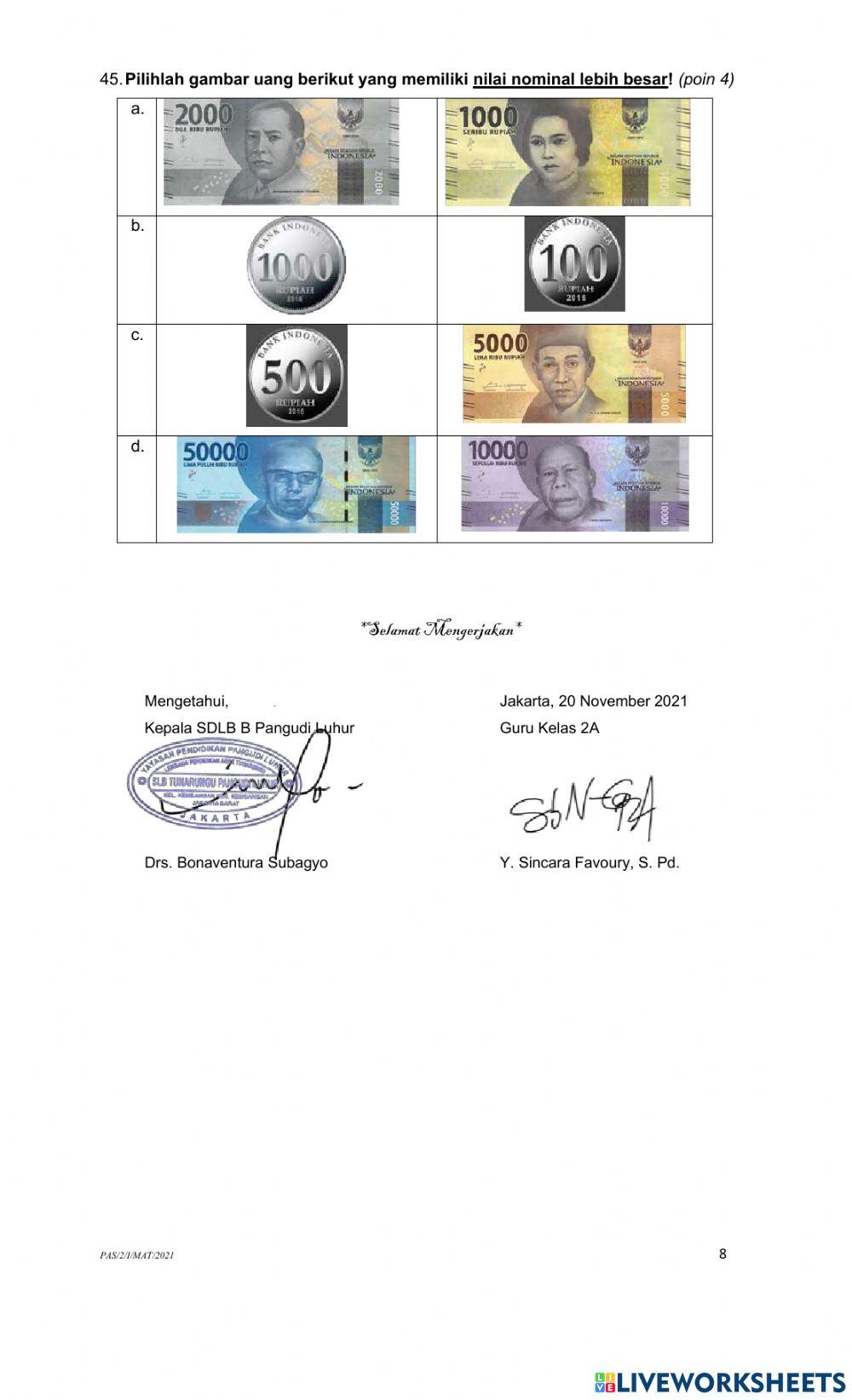 Pas mat - bagian 2 worksheet | Live Worksheets