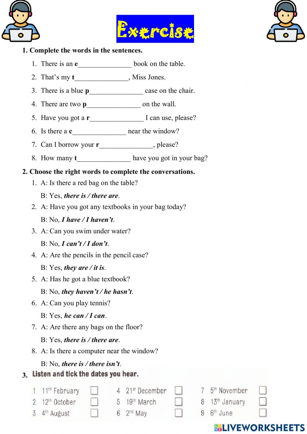 Get started interactive worksheet | Live Worksheets