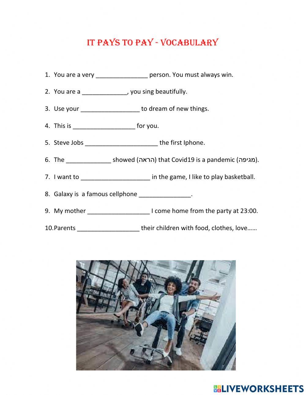 Turning points p. 19 vocab worksheet | Live Worksheets