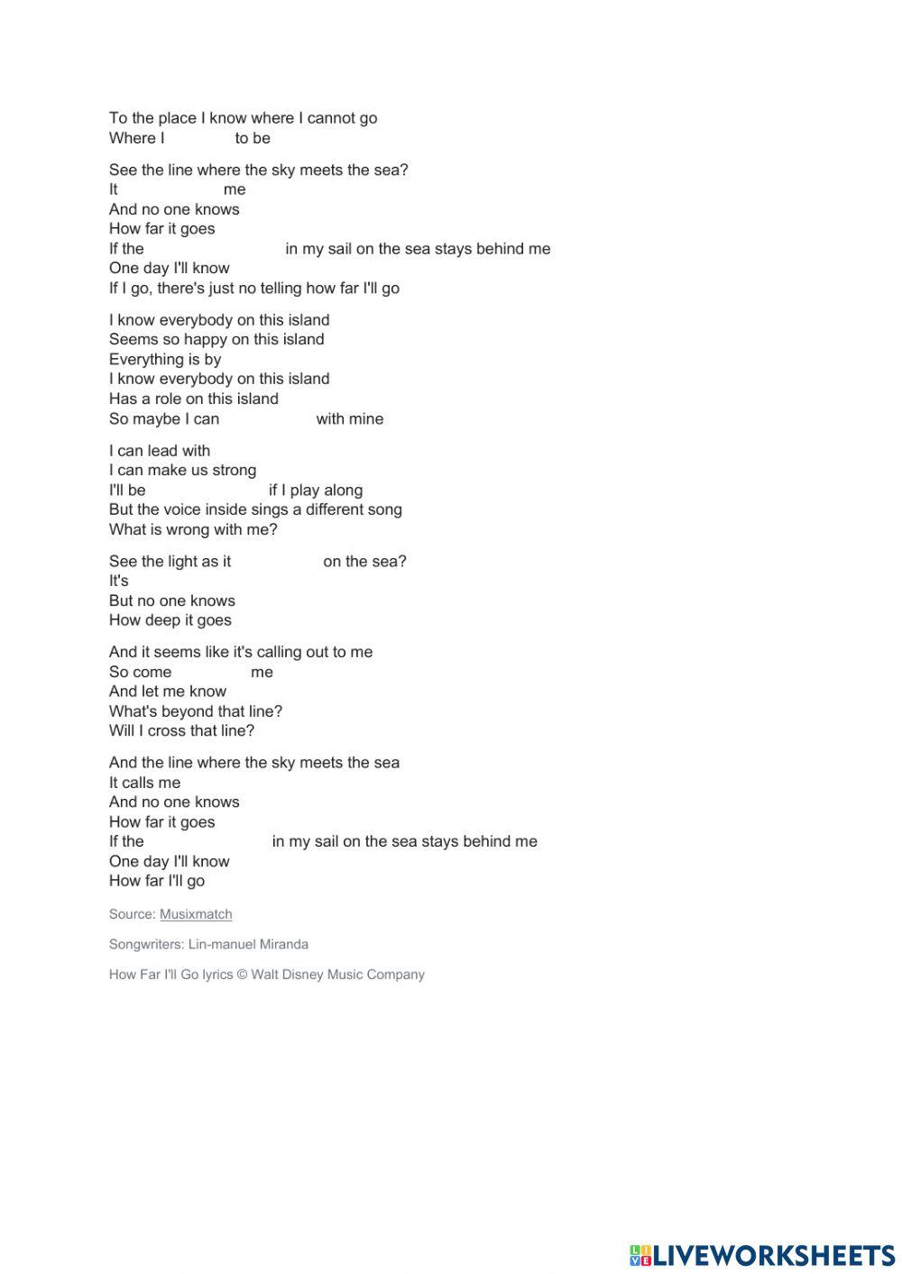 Song online exercise for XII | Live Worksheets