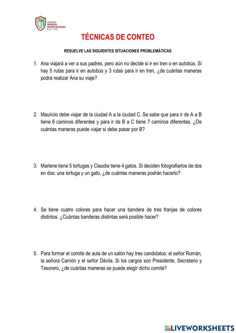 Técnicas de con… | Free Interactive Worksheets | 1708380