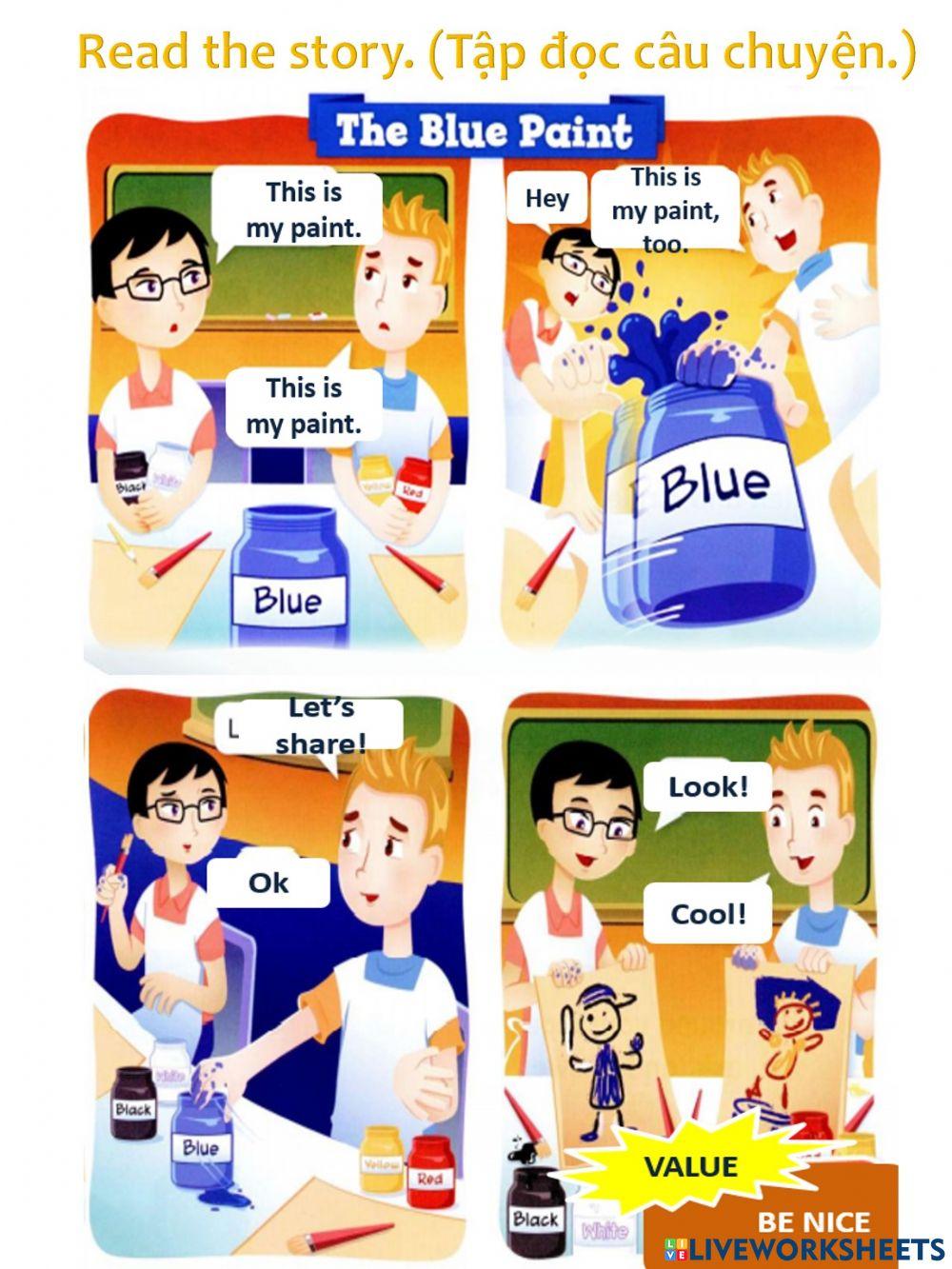 Story: The Blue Paint interactive worksheet | Live Worksheets