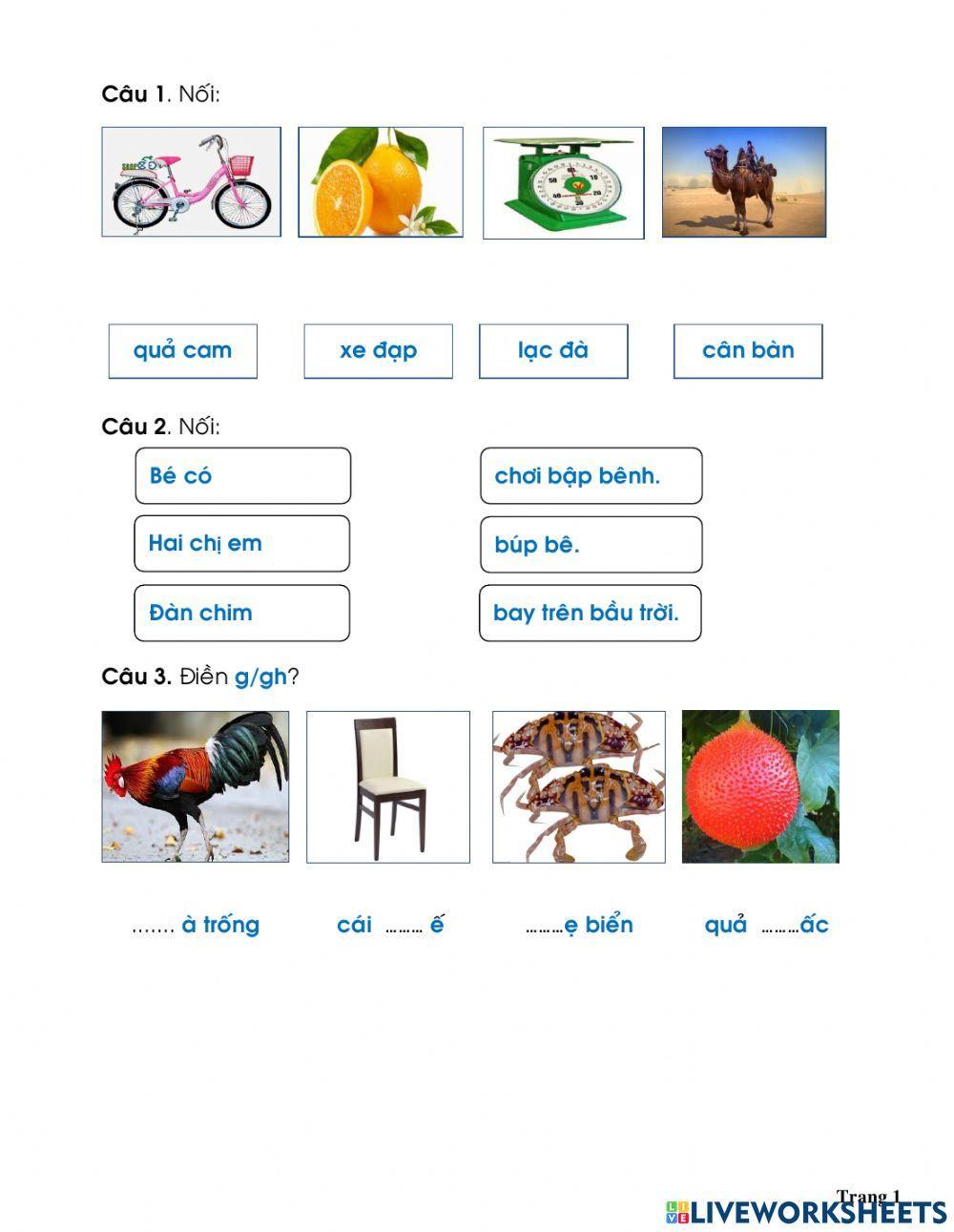Bai tap 1 online exercise for | Live Worksheets
