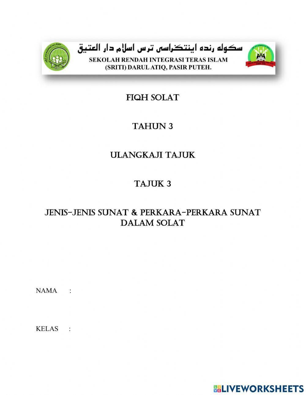 Fiqh Solat exercise | Live Worksheets
