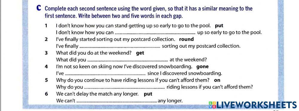 Unit 4: Exercise C worksheet | Live Worksheets