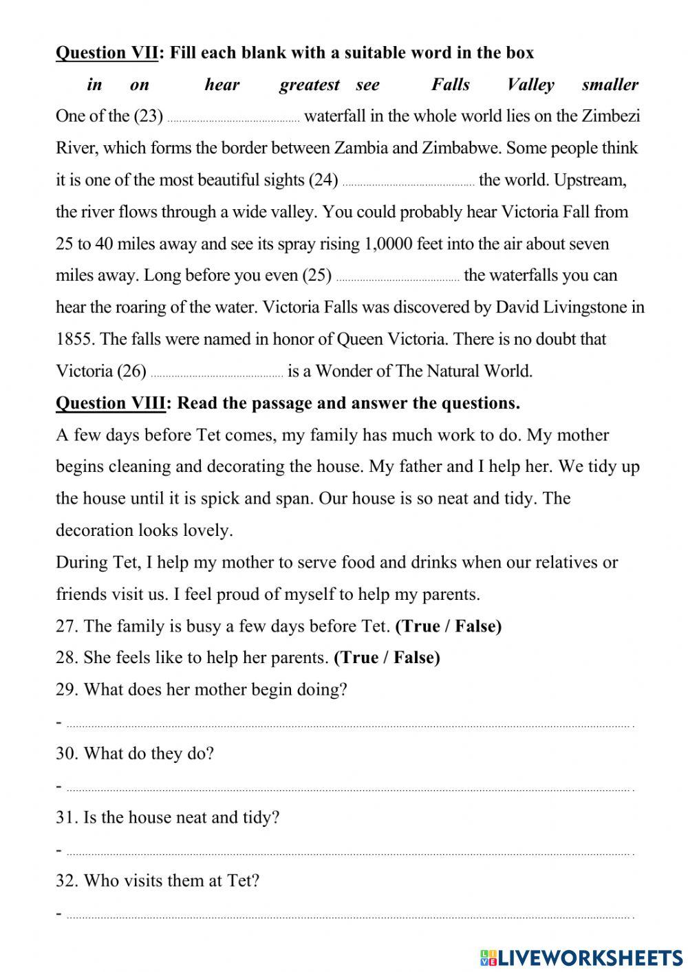 TA6 - De thi HK1 worksheet | Live Worksheets