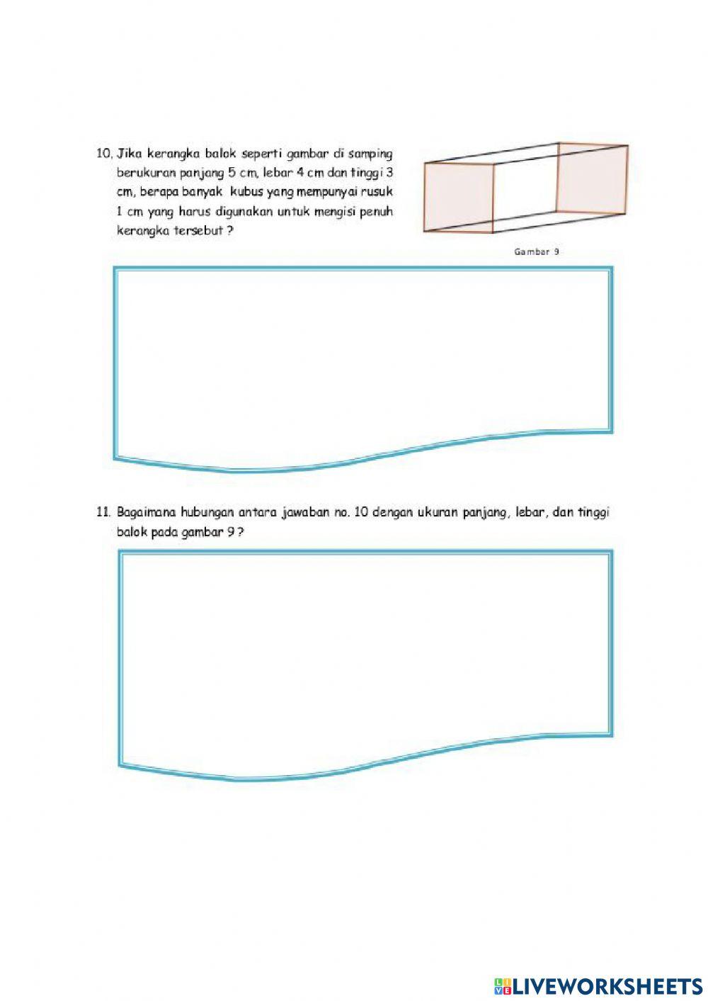 Lkpd matematika volume balok dan kubus worksheet | Live Worksheets