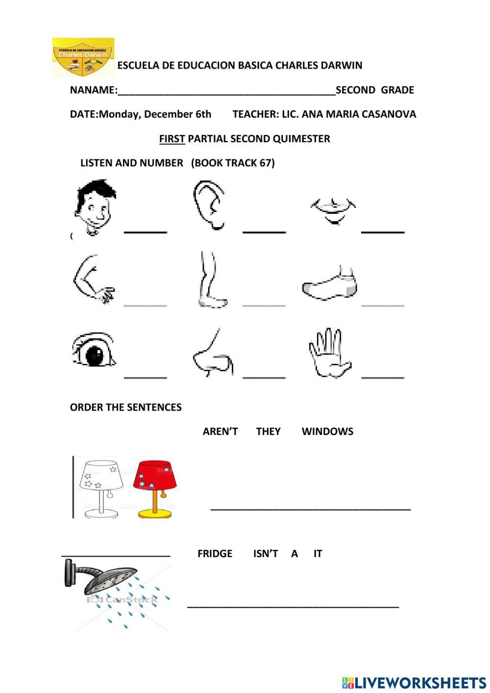English test online exercise for second grade | Live Worksheets