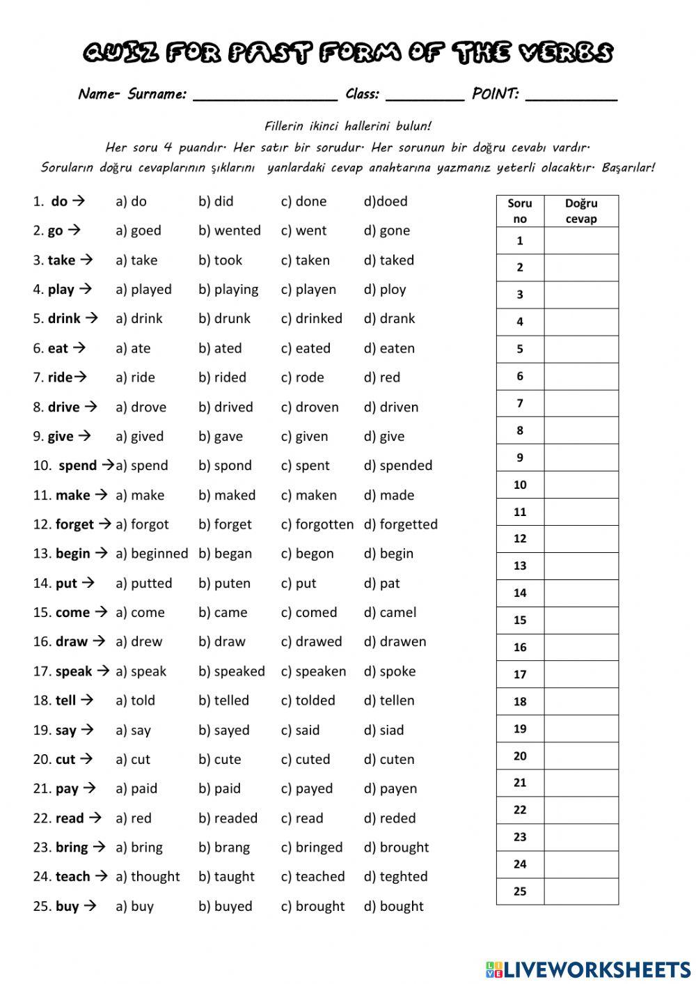 Past Forms Of The Verbs Exercise Live Worksheets past-forms-of-the-verbs-exercise-live-worksheets
